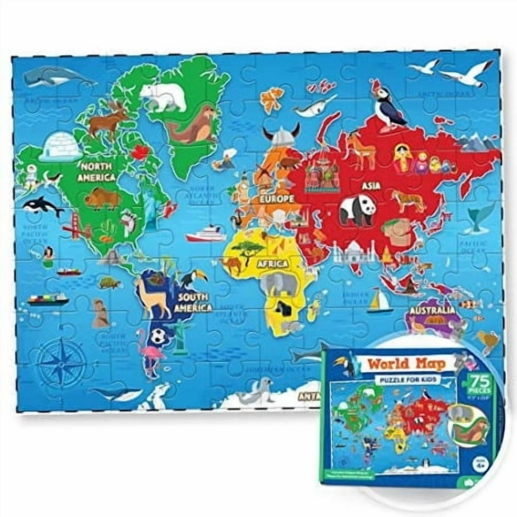 Click here for Momo & Nashi World Map Puzzle For Kids - 75 Piece... prices