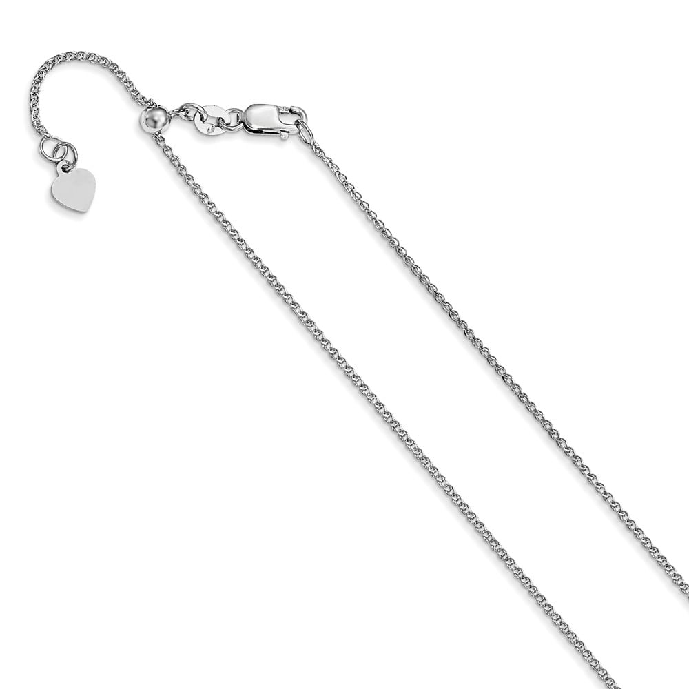 Solid 14K White Gold 1.2mm Adjustable Diamond-Cut Loose Rope Chain ...