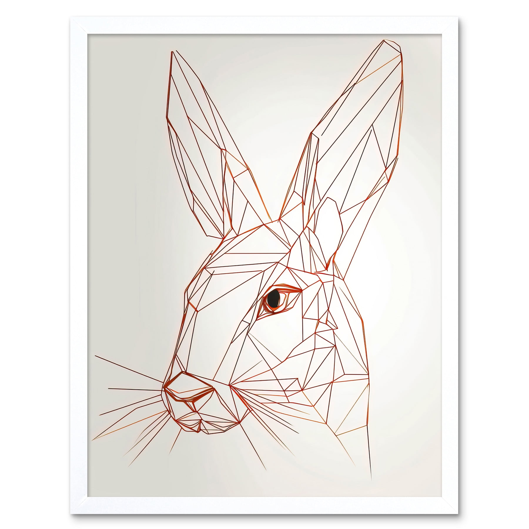 Rabbit Polygon Head Minimal Line Drawing Portrait Art Print Framed ...