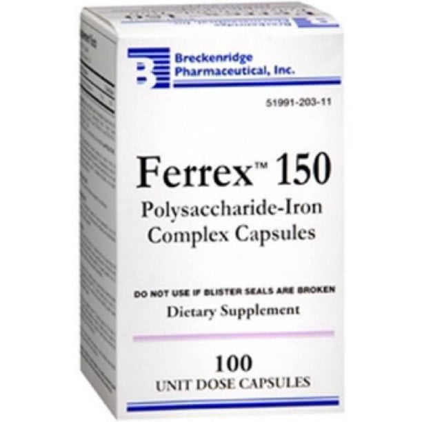 Ferrex 150 Iron Complex Capsules, 100 Count - Walmart.com