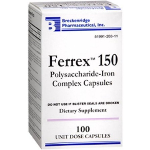 Ferrex 150 Iron Complex Capsules, 100 Count - Walmart.com
