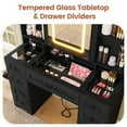 Makeup Vanity with Sliding Mirror, Glass Top Vanity Desk with Lights ...