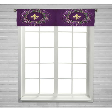 HATIART Golden Glitter Fleur De Lis Window Curtain Valance Rod Pocket ...