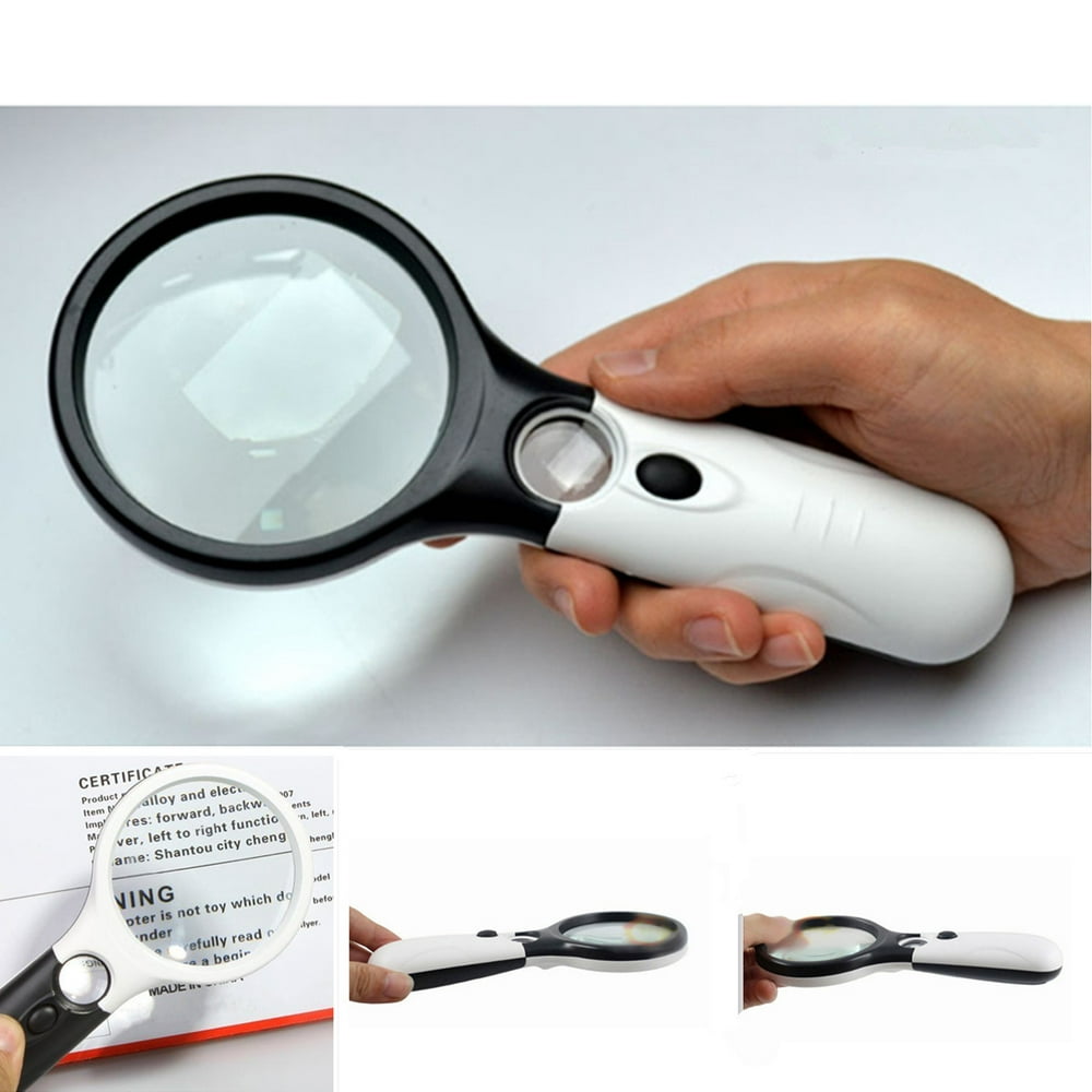 Magnifying Glass 3 LED Light 3X 45X Magnifier Handheld Reading ... Magnifying Glass 3 LED Light 3X 45X Magnifier Handheld Reading ...