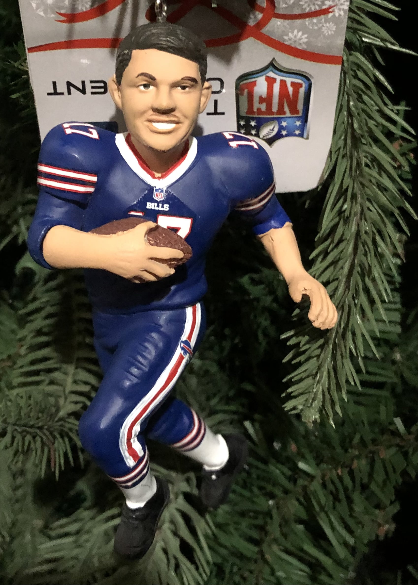 Buy Buffalo Josh Allen Player Christmas Ornament All Blue Uniform ...
