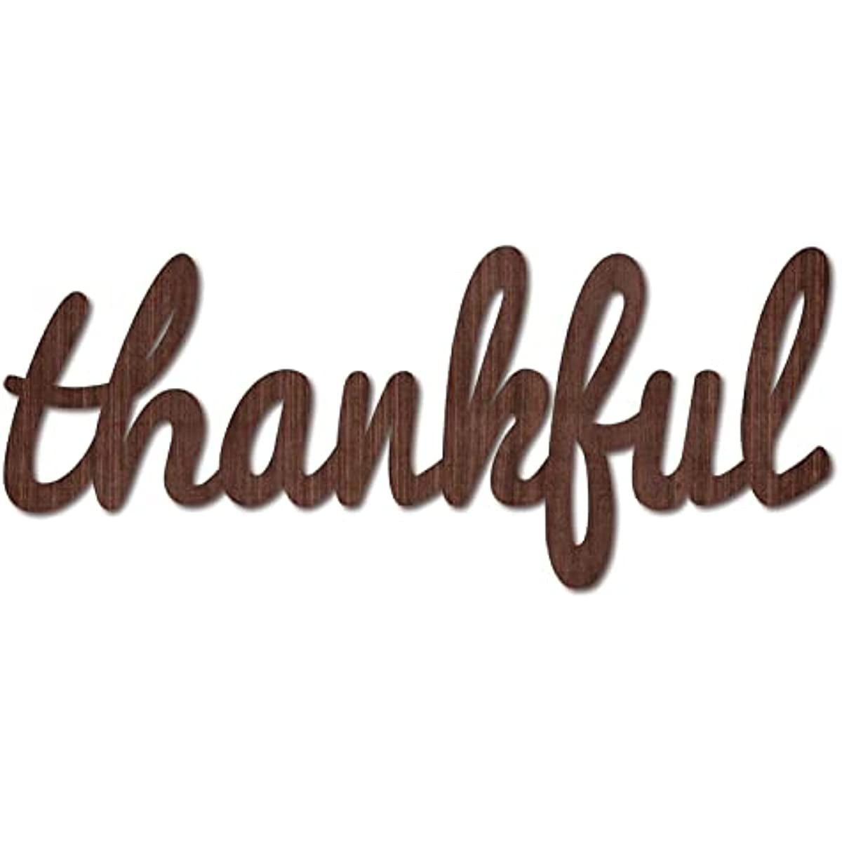Thankful Wood Cutout Sign Wooden Wall Art Decor Wood Word Sculpture ...