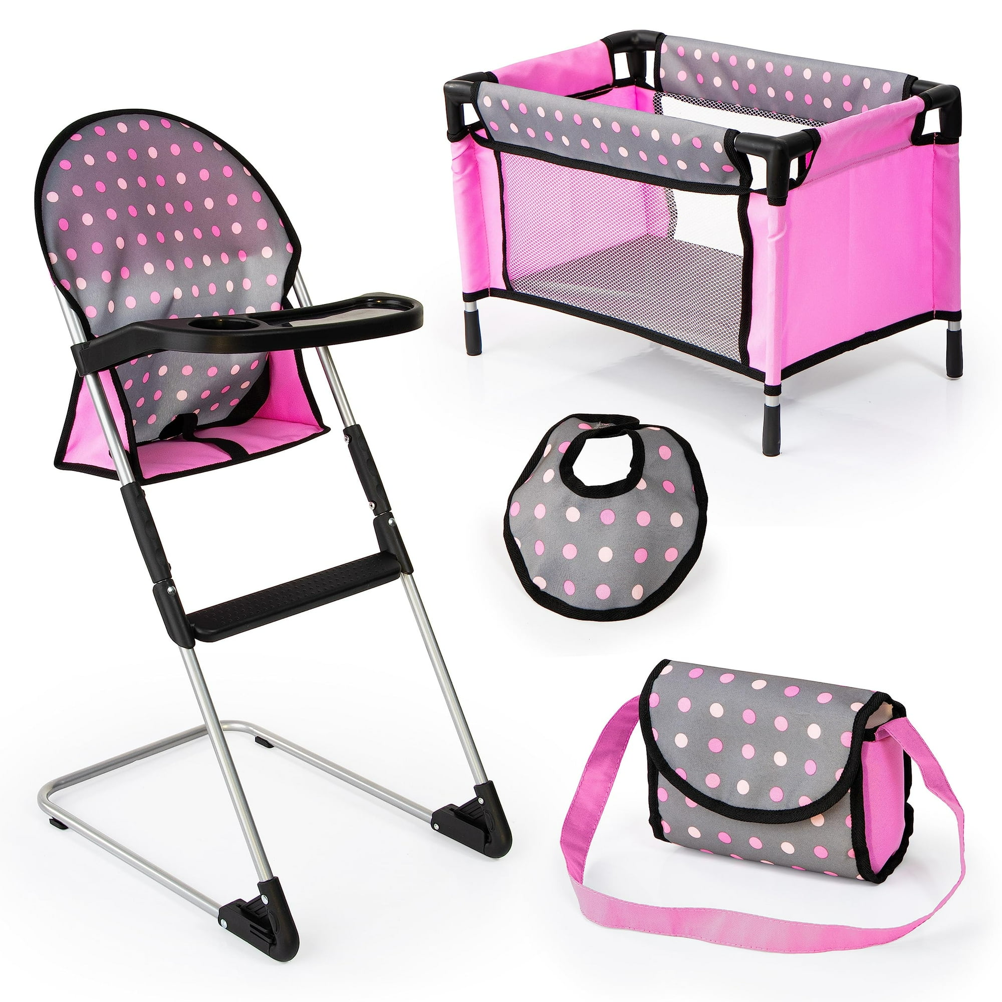 Click here for Doll High Chair/Crib Set Bayer Grey/Pink For Dolls... prices