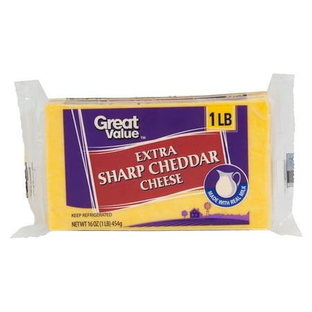 Great Value Extra Sharp Cheddar Cheese, 16 oz - Walmart.com