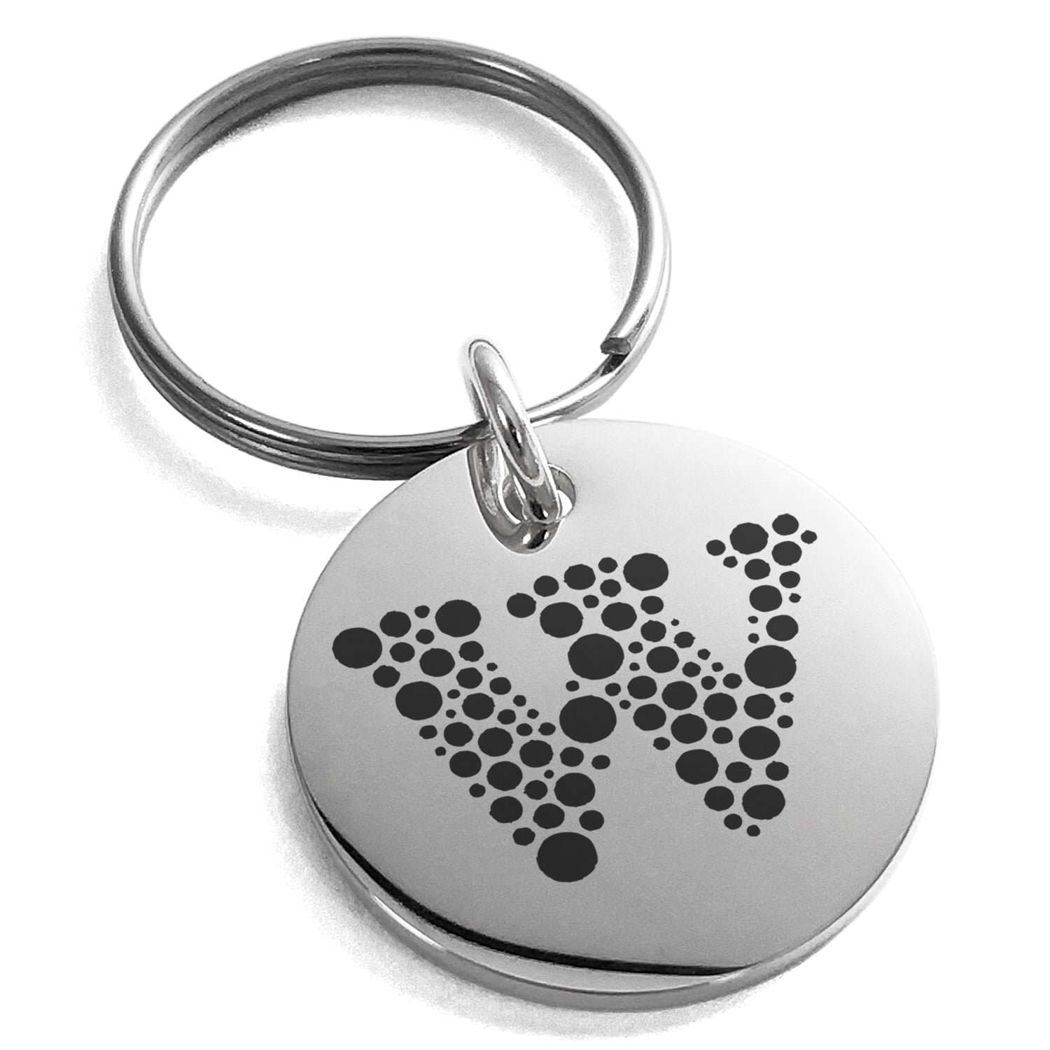 Stainless Steel Letter W Initial Dotted Monogram Engraved Small ...