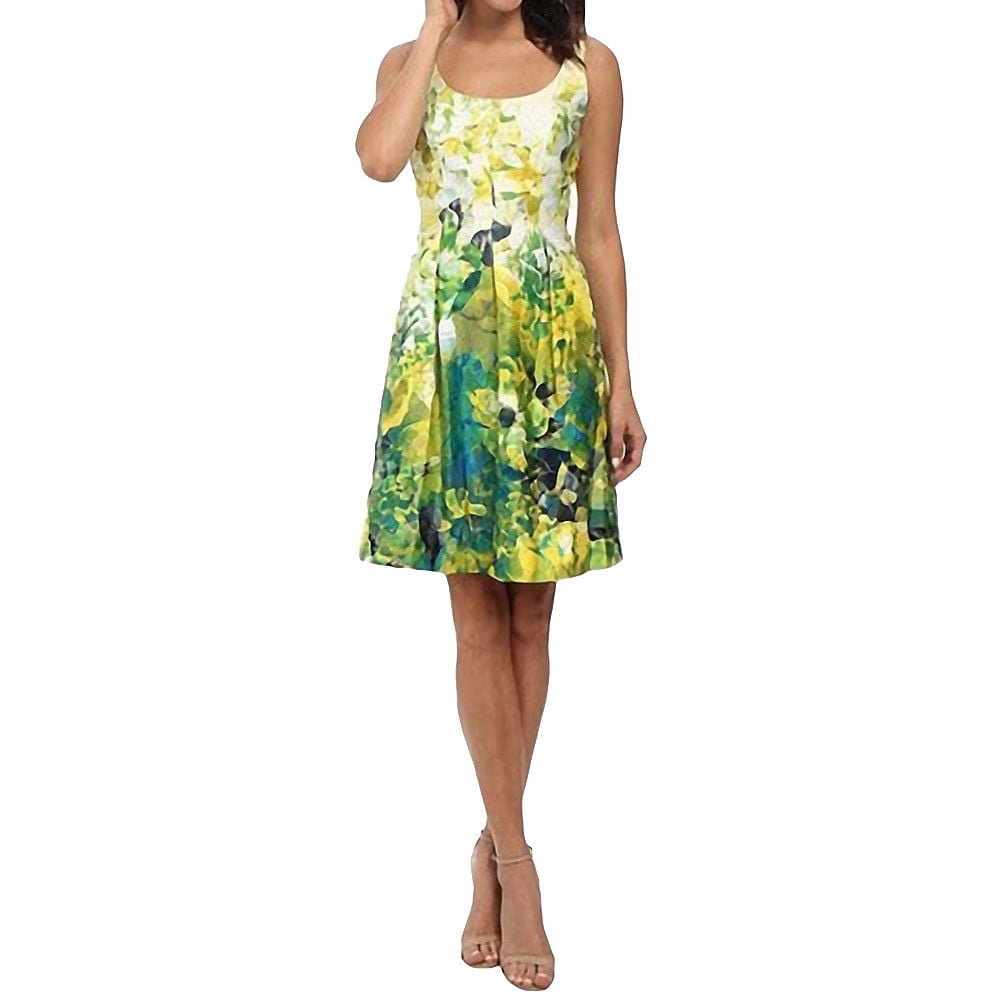 Nine West New Nine West Womens Sz 4 Multi Yellow Floral Dress 2129 3
