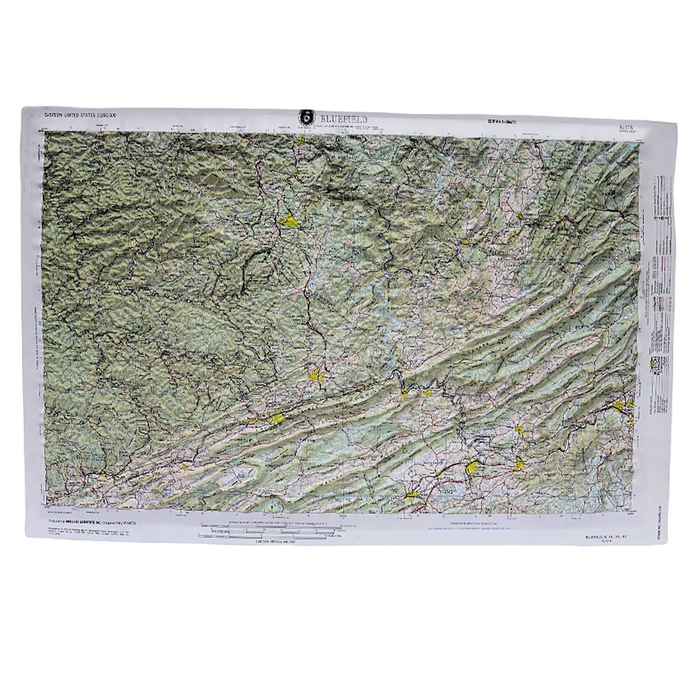 Hubbard Scientific Bluefield, W. VA; KY 3D Raised Relief Map - Unframed ...