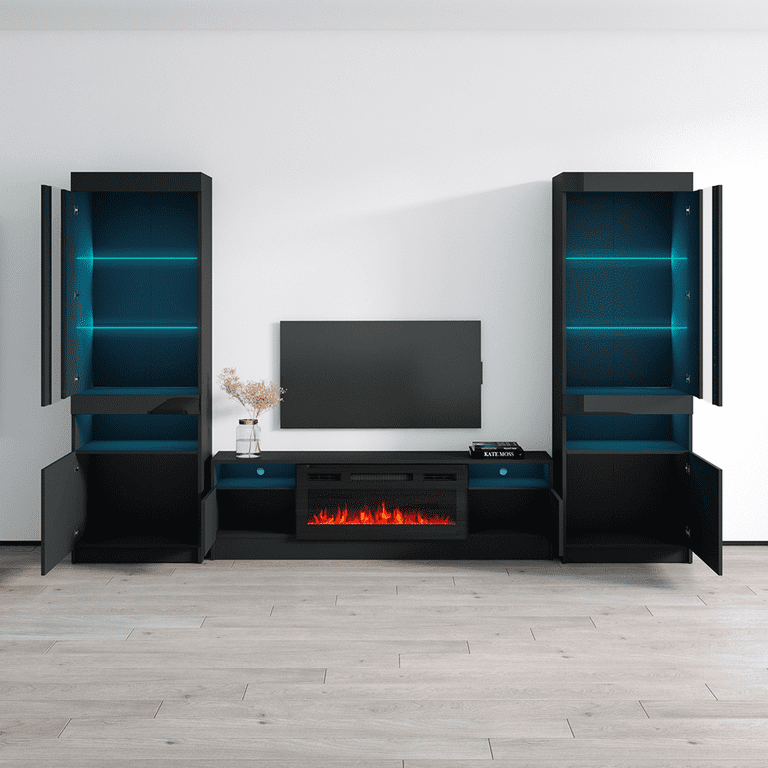 Meble Furniture Duke BL EF Entertainment Center Black Walmart