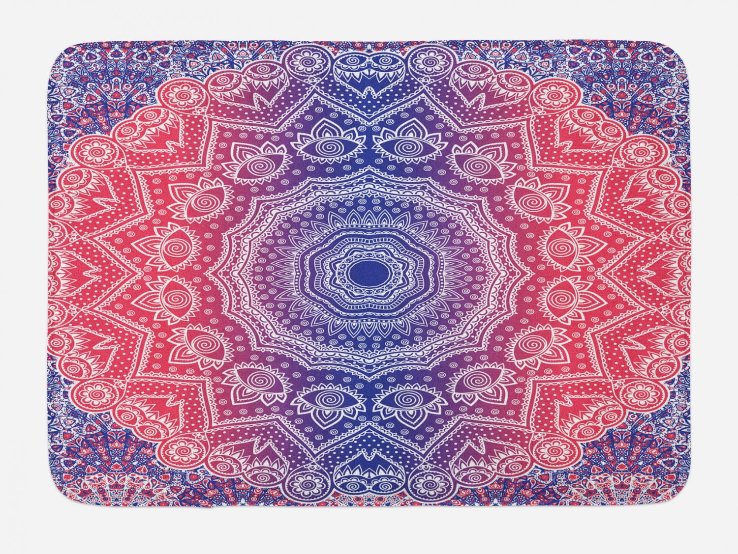 Mandala Bath Mat, Hippie Ombre Style Print Infinity and Harmony Asian ...