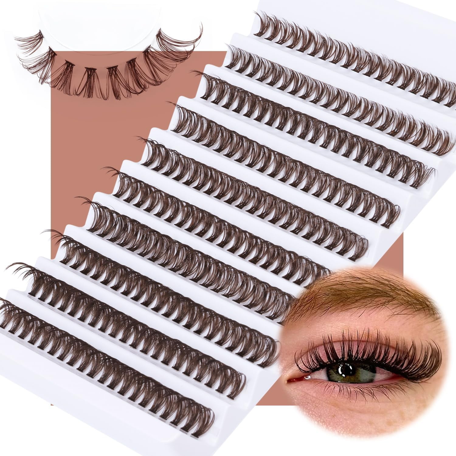 Click here for Oruyrop Brown Lash Clusters Eyelash Extension Clus... prices