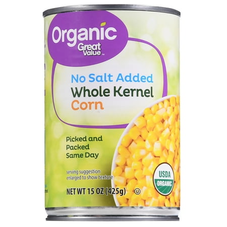 Great Value Organic No Salt Added Whole Kernel Corn, 15 oz - Walmart.com