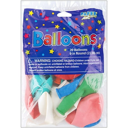 9'' Round Balloons - 20-Pack, Assorted Colors - Walmart.com