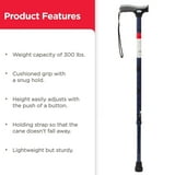 Equate Mobility Comfort Grip Walking Cane, Blue, Height Adjustable, 300 ...