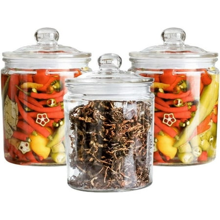 Wide Mouth Kimchi Jar, Glass Fermentation Jar 3 Piece Set, 29.4/62.3 oz ...