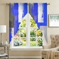Blue Gray Sheer Curtains Swag Valances for Windows Graffiti Art ...