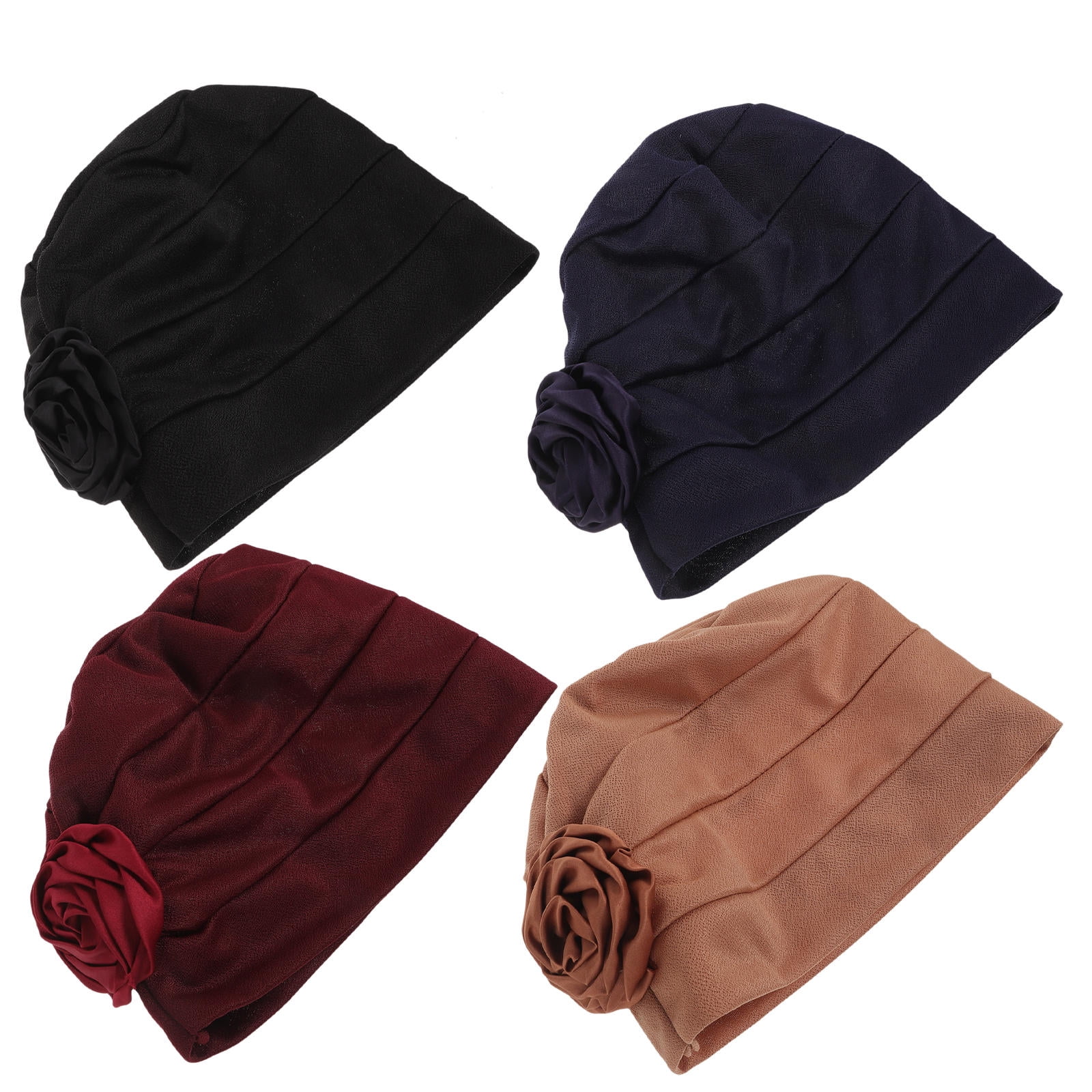 Click here for Upgrator 4pcs Flower Chemo Headwear Black Cotton W... prices