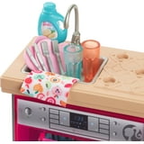 Barbie World Toy Dishwasher Set with 9 Dollhouse Kitchen Accessories ...