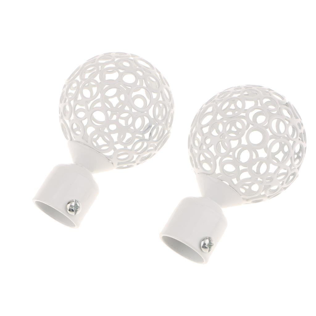 Pair Curtain Pole Recess Bracket Curtain Rods Finials Decor Inner Dia ...