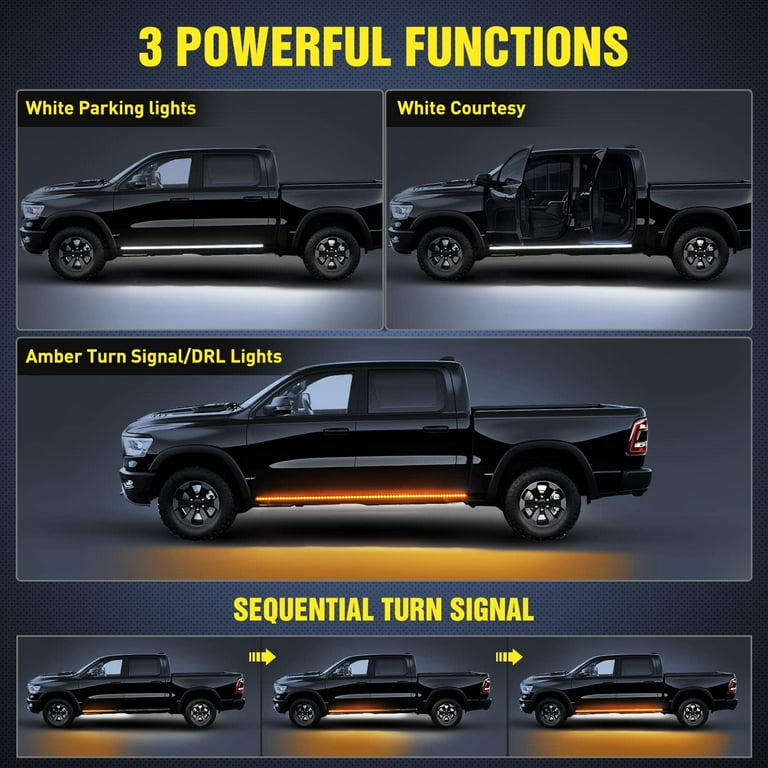 Pickup Truck Running Lights LED Strobe Rocker Lights Running Board