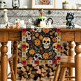 Jiibva Mexican Skull Floral Day Of The Dead Linen Table Runners Home ...