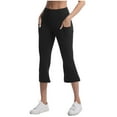 BLVB Capris Pants for Women Yoga Flare Elastic Waist Bootcut Capris ...