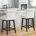 ZAFLY Set of 2 Bar Stools, 360° Swivel, Backrests, White Wooden Accent for Kitchen Island ...