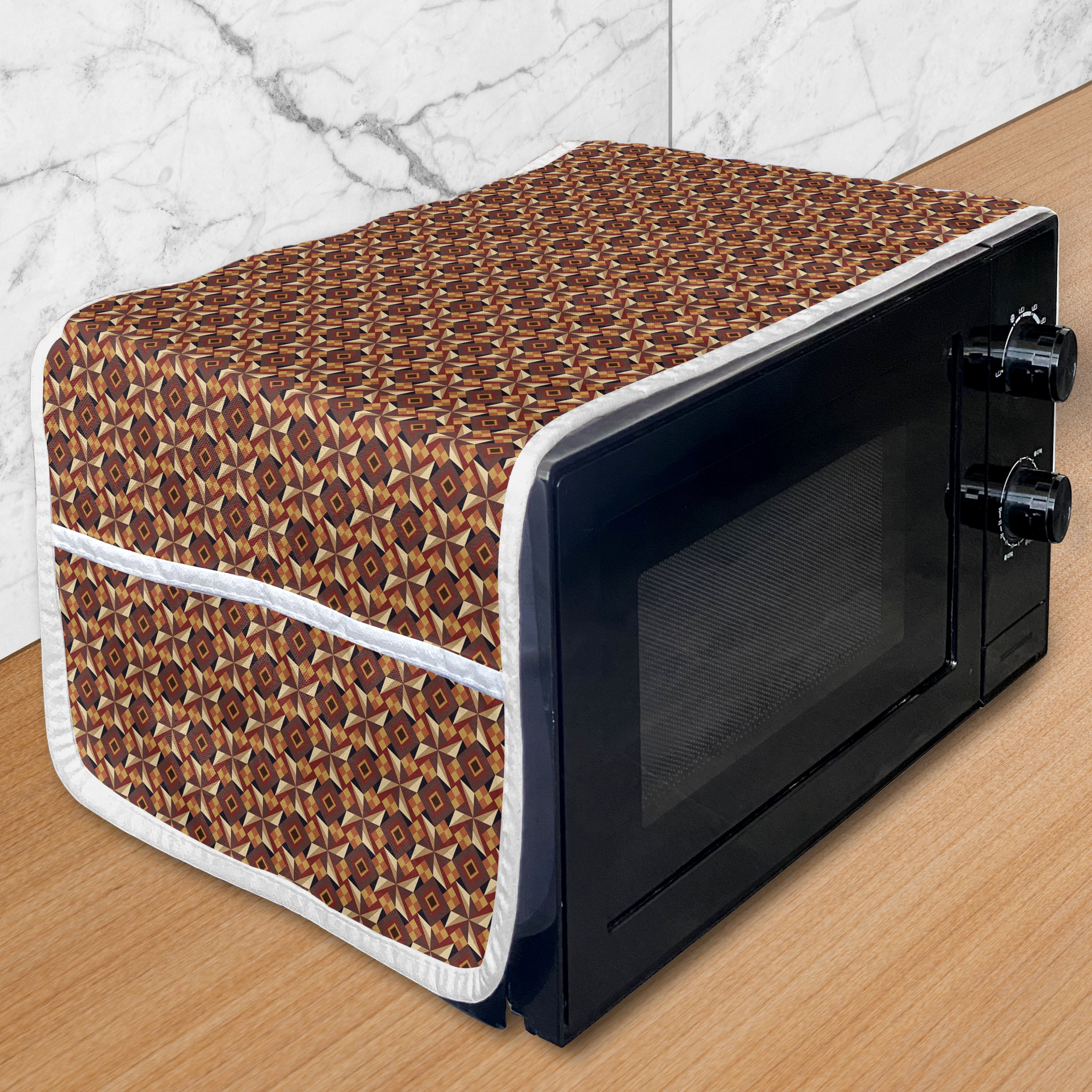 Modern Microwave Oven Cover, Retro 60s 70s Vintage Geometrical Rounds ...