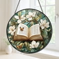 Butterfly and Book Faux Stained Glass Window Decor – Reading Theme Art ...