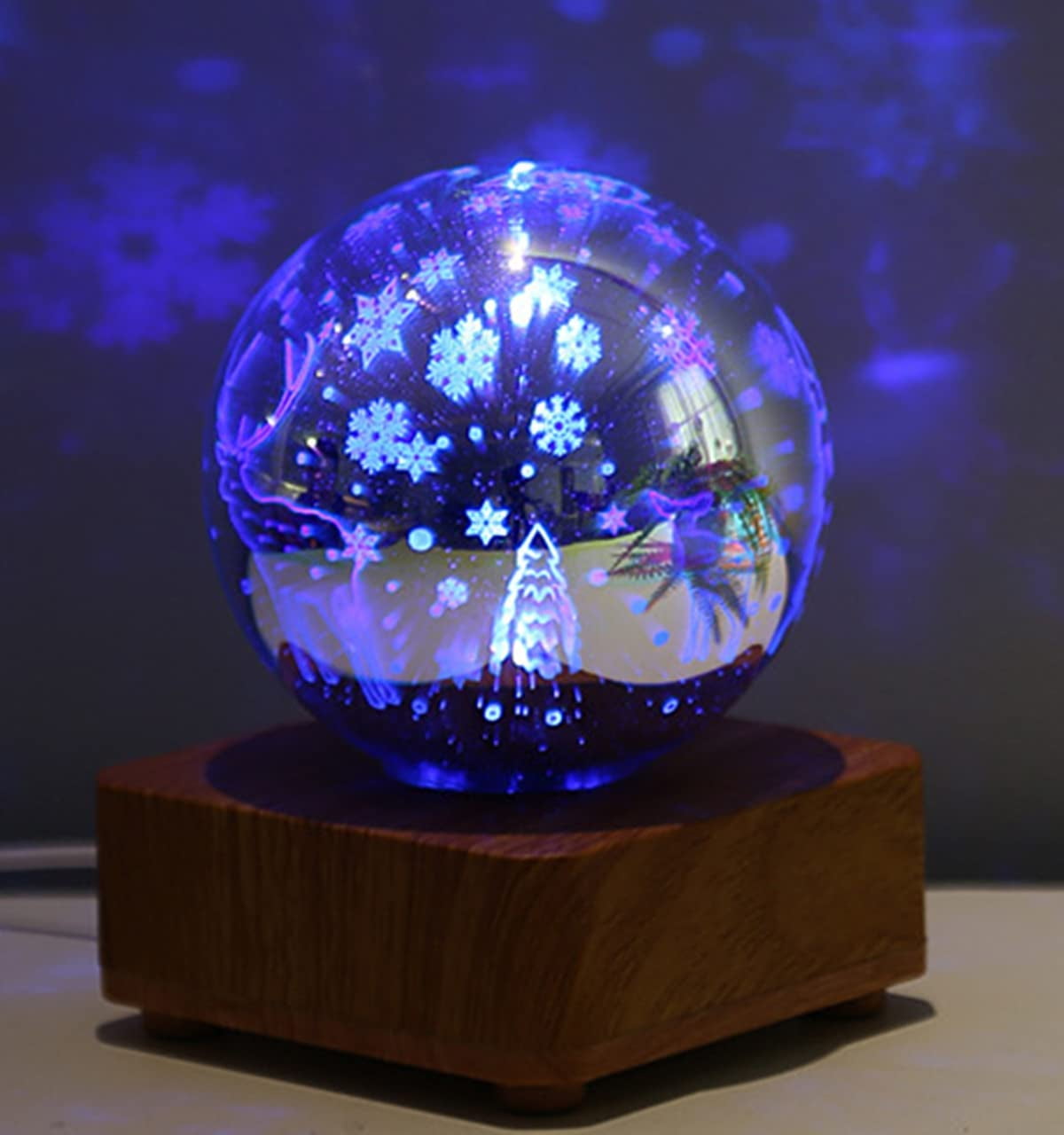 LINLIN 3D Fireworks Desk Lamp, RGB LED Glass Ball Table Lamp USB Power ...
