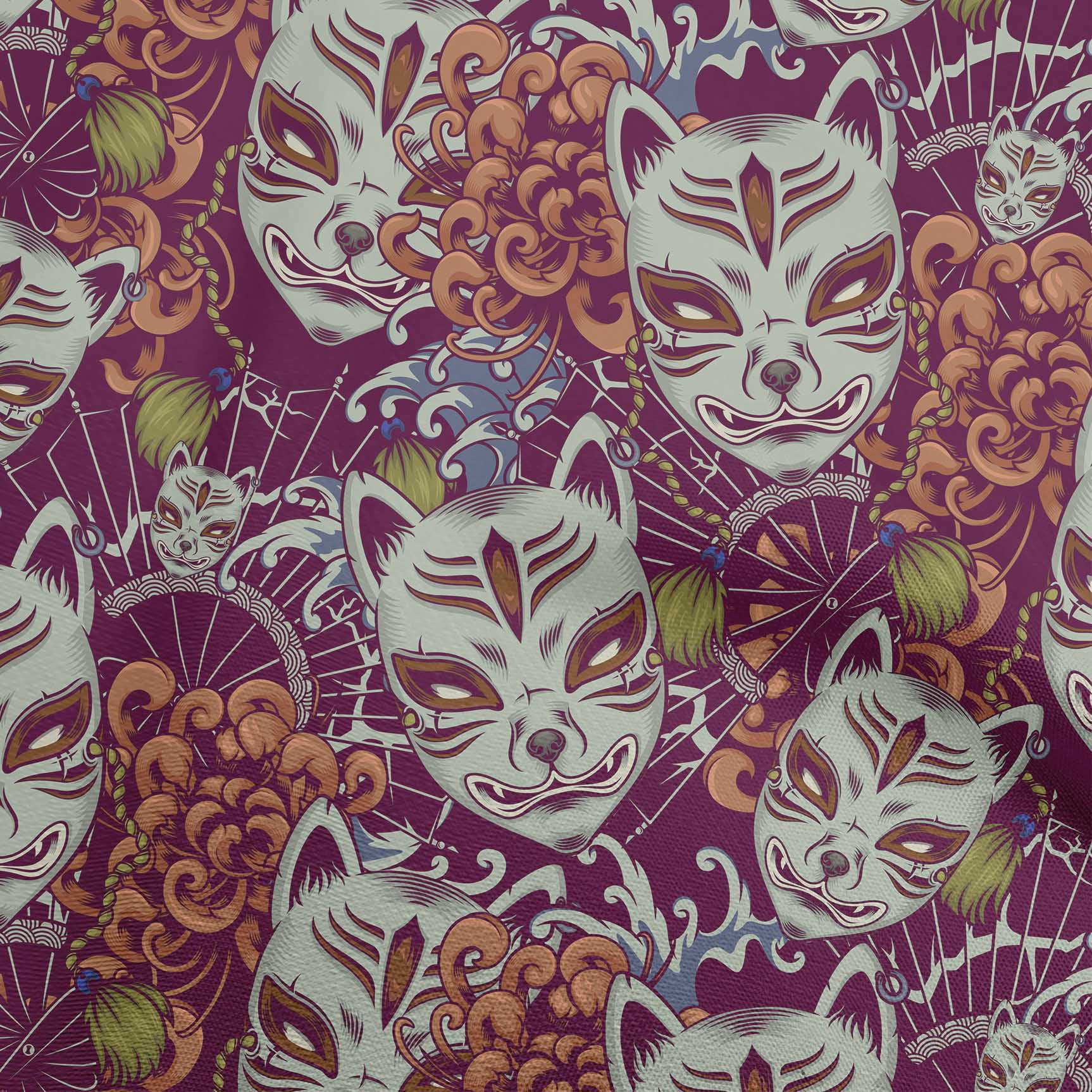 oneOone Cotton Flex Brown Fabric Asian Japanese Mask Sewing Material ...