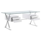 "Modway Modern White Tempered Metal 71"" Sector Office Desk with Glass ...