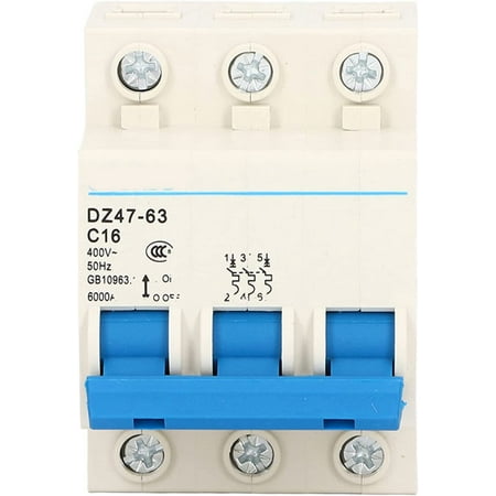 AC Miniature Circuit Breaker, 3 Poles AC 400V 16A DIN Rail Installation for DIN Rail Mount ...