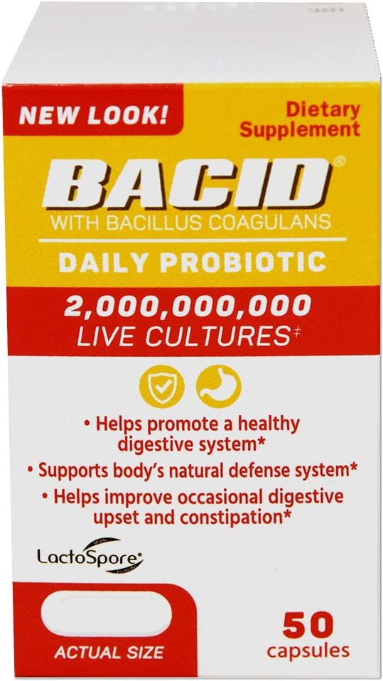 BACID Daily Probiotic, Dietary Supplement for Digestive Health, 2 ...