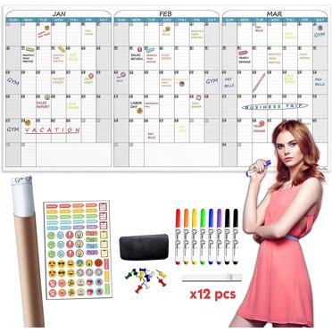 AT-A-GLANCE Three-Month Reference Wall Calendar, 12 x 27, 2017-2019 ...