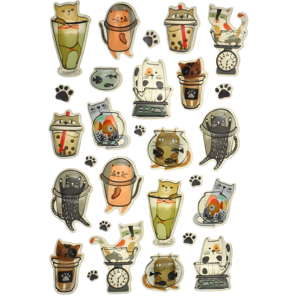 Cat Cups Pop-Up 3D Sticker Sheet, 1-1/2-Inch, 28-Piece - Walmart.com