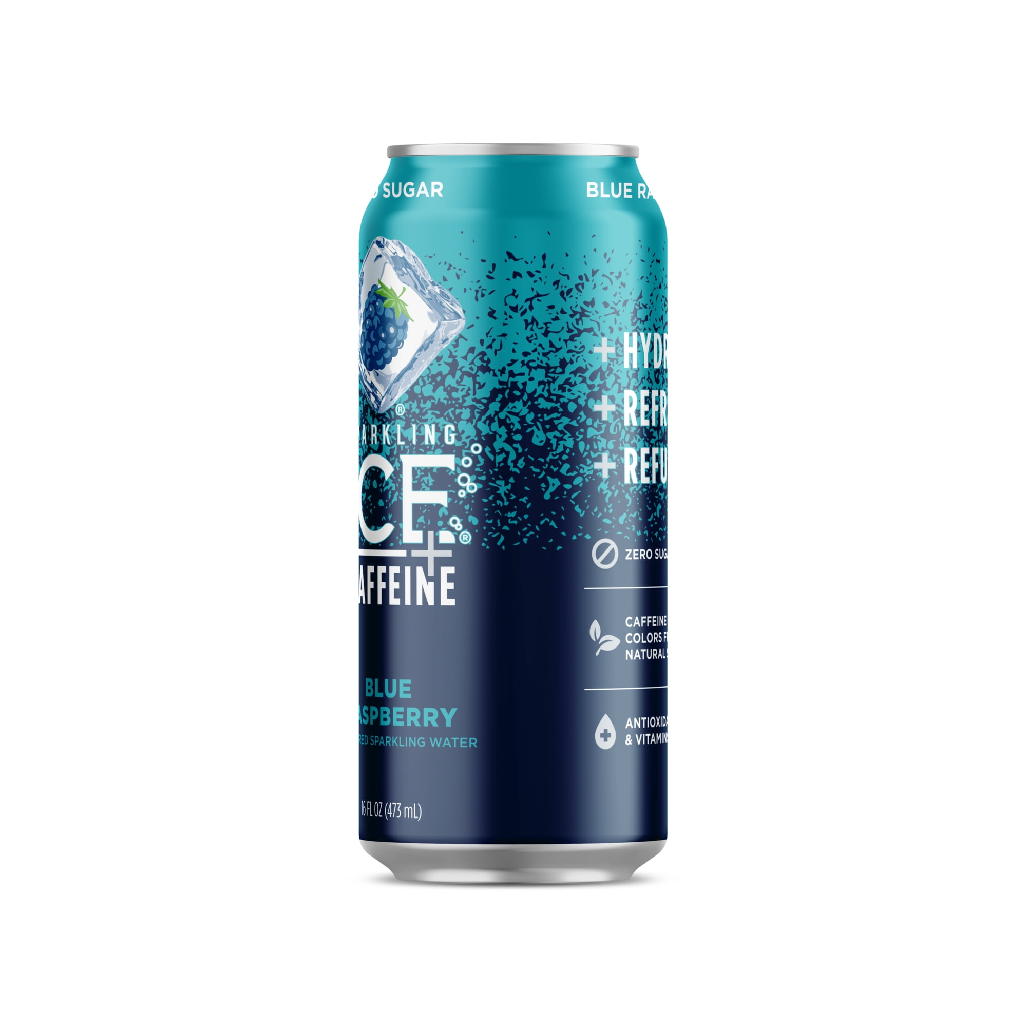 Sparkling Ice® +Caffeine Naturally Flavored Sparkling Water, Blue Raspberry 16 Fl Oz