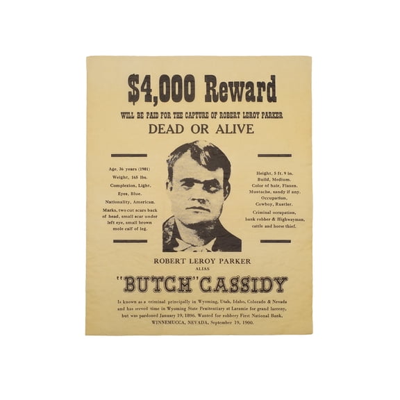 Black Bart Reward Wanted Poster Western Decor Parchment Paper Man Cave ...