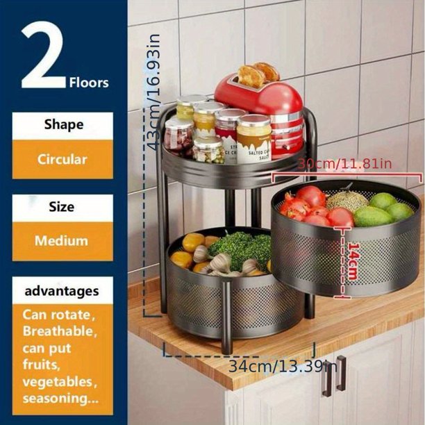 1pc Rotating Storage Rack Floor Multi-functional Multi-layer Vegetable ...