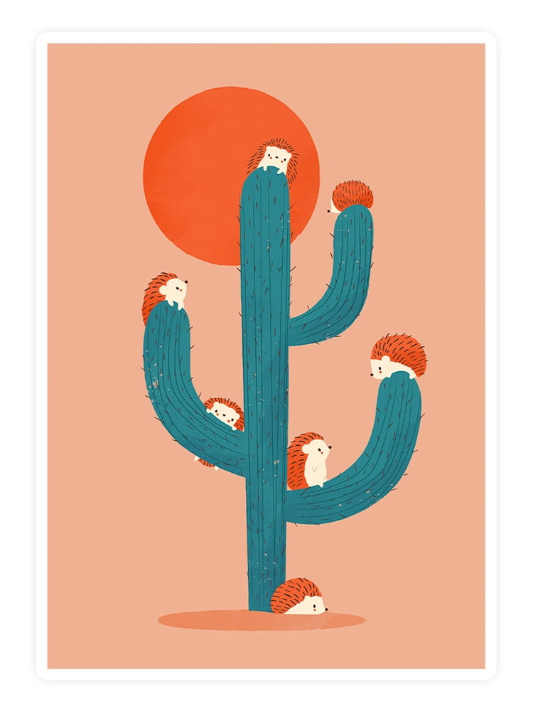 Image Conscious Hedgehogs On A Cactus Sticker -Jay Fleck Designs, Vinyl ...