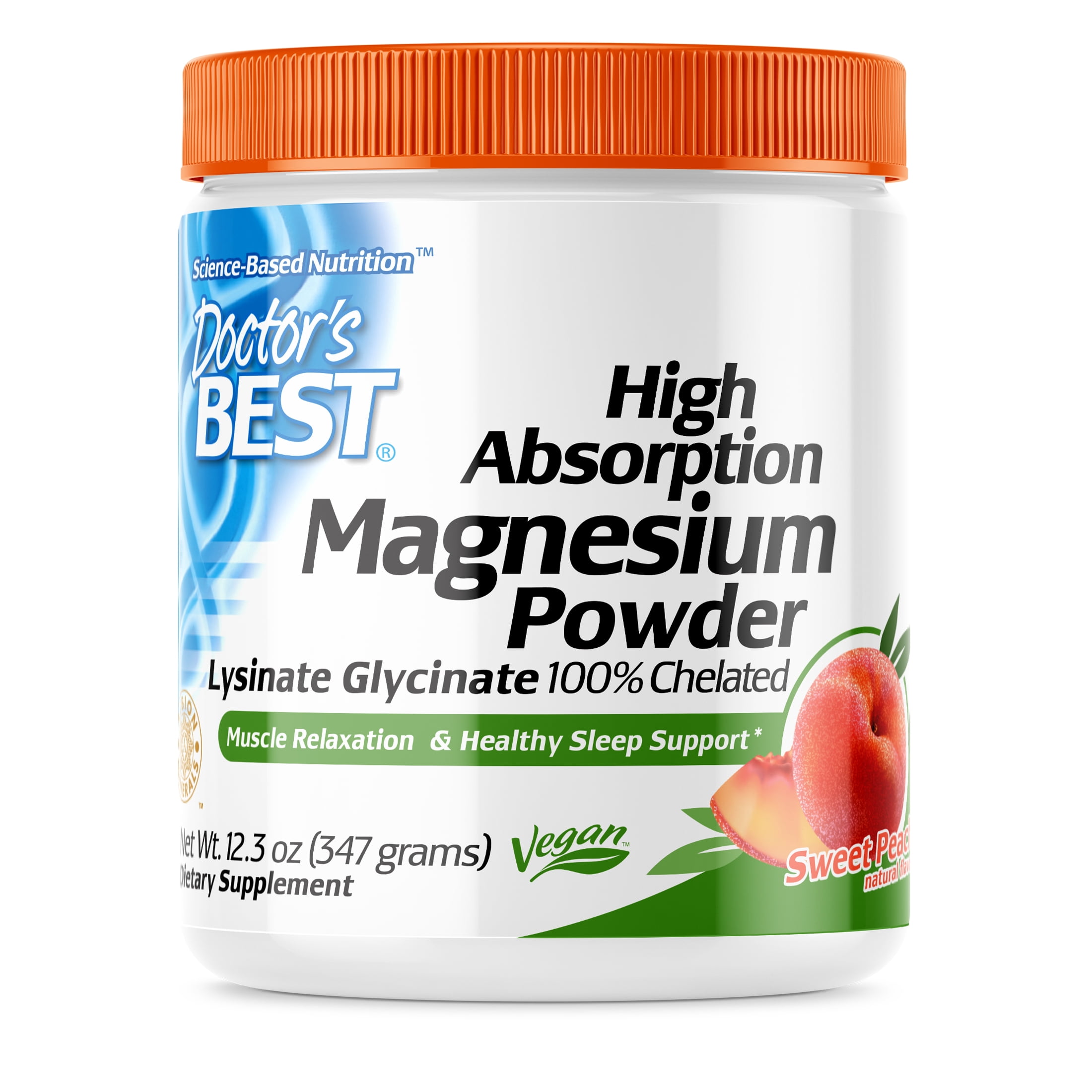Doctor's Best Magnesium Powder High Absorption 100% Chelated, Peach ...