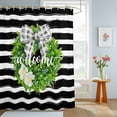 Bathroom Shower Curtain Farmhouse Green Wreath Flower Waterproof Shower ...