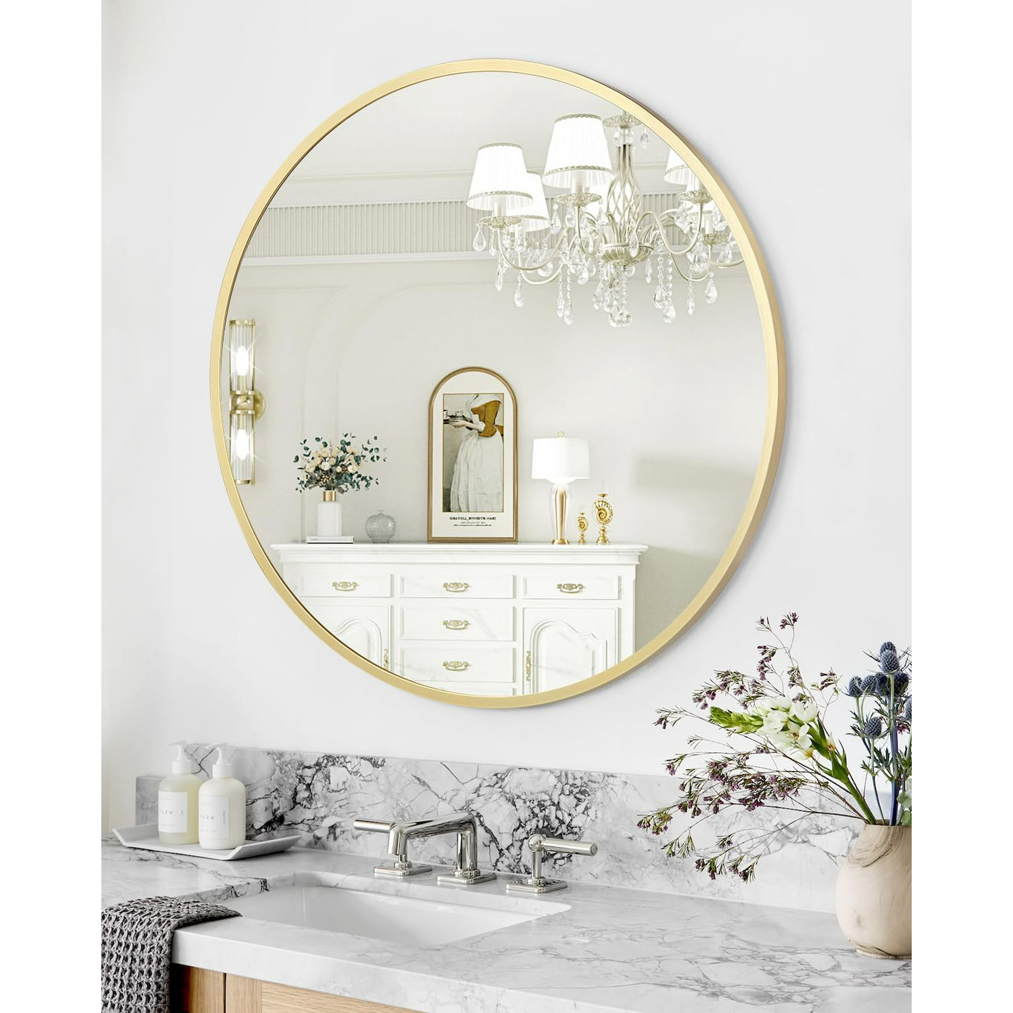 Click here for Tropow Bathroom Mirror 30 Inch Gold Round Mirror W... prices