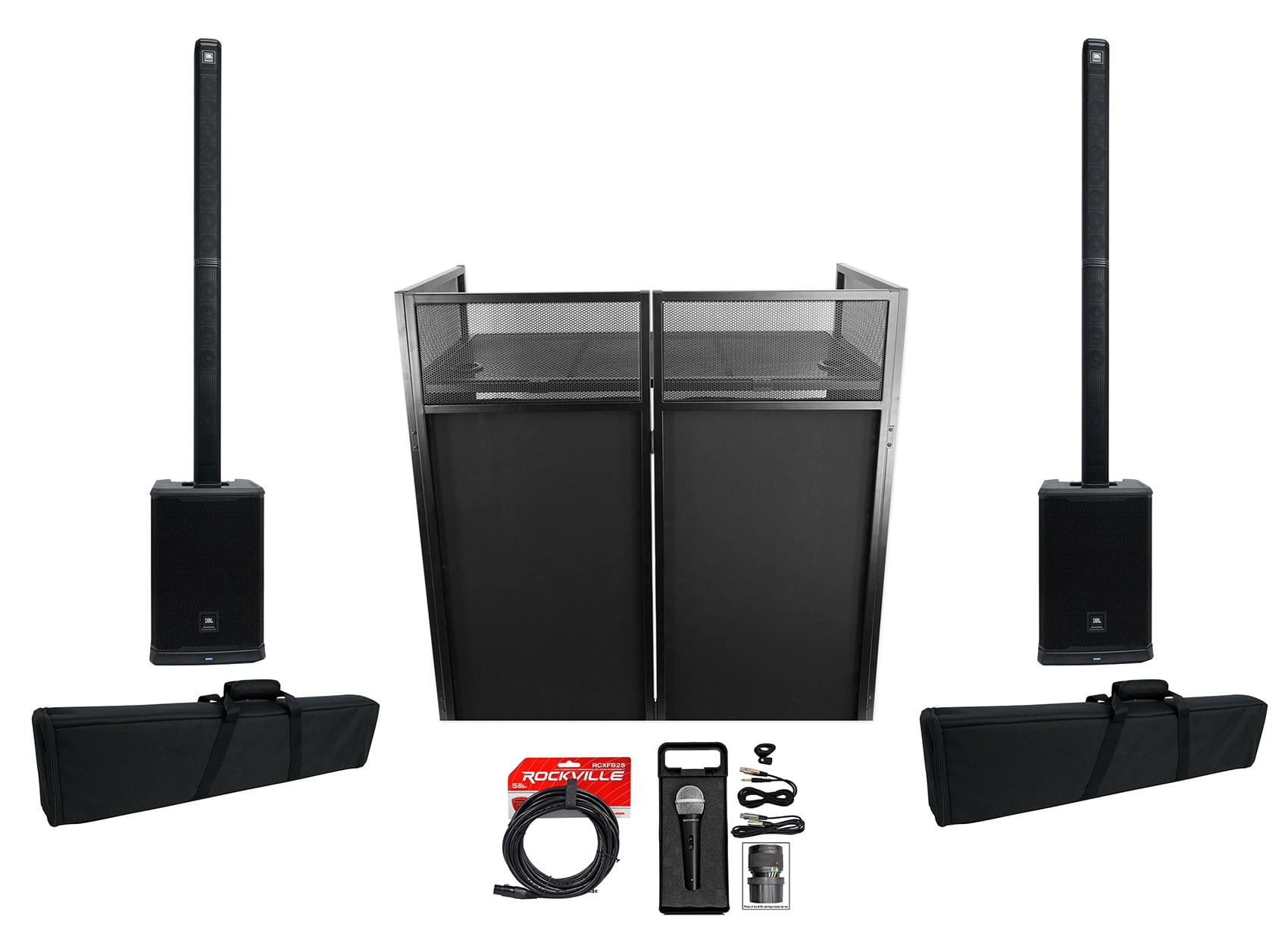 2) JBL PRX ONE 2000w Column DJ PA Speakers+Subs w/Mixer/DSP/Bluetooth ...