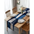 Burlap Table Runner 60 Inches Long, Navy Blue Color Blocks Non-Slip ...