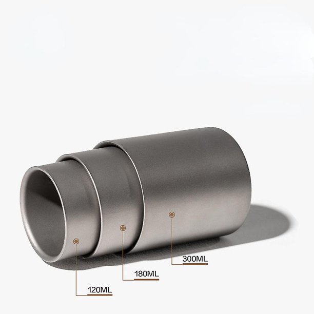 3pcs Double-layer Titanium Cup Outdoor Picnic Tableware Handle Less ...
