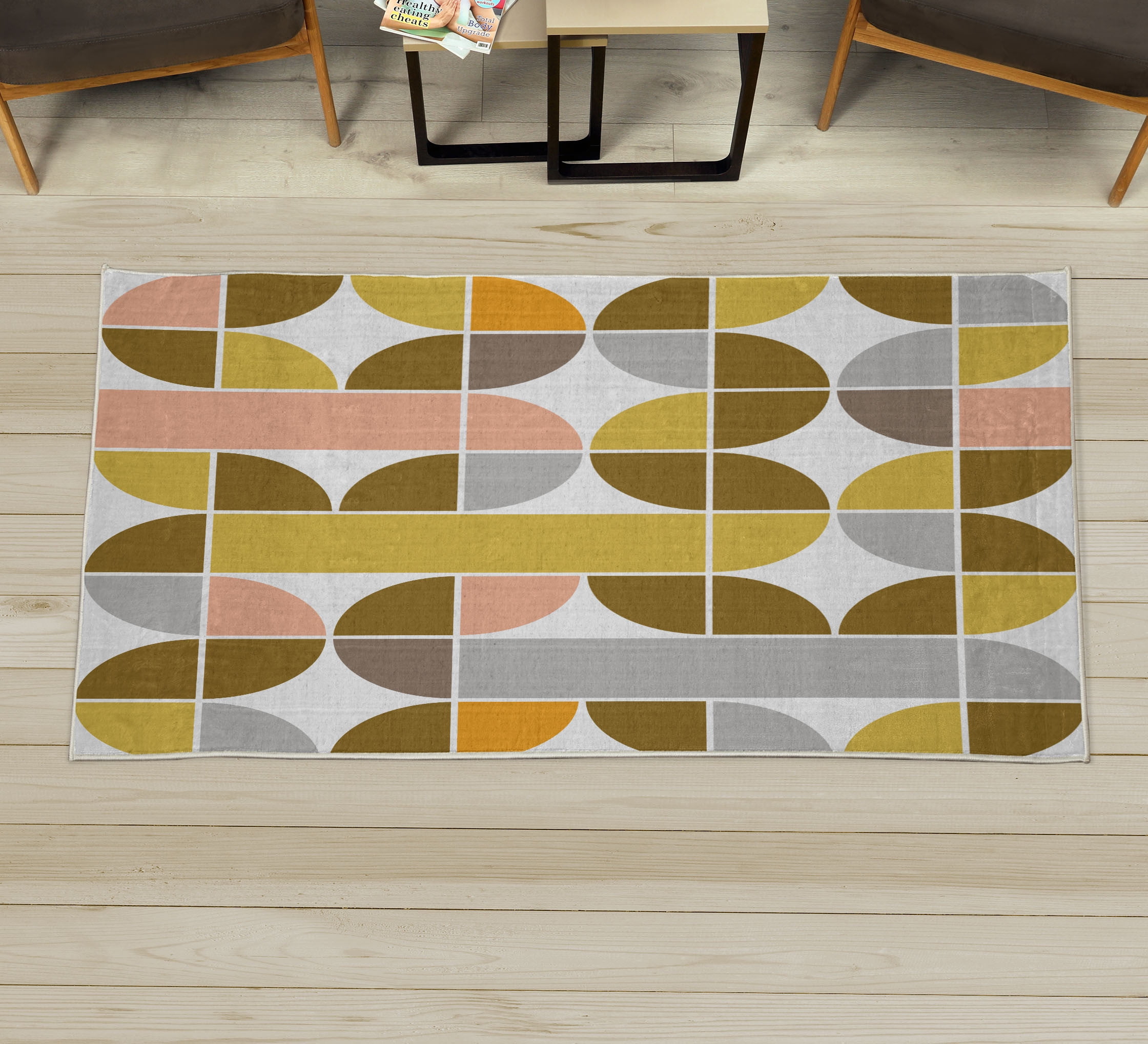 Retro Decorative Rug, Pop Art Funky Unusual Geometric Forms Mosaic ...